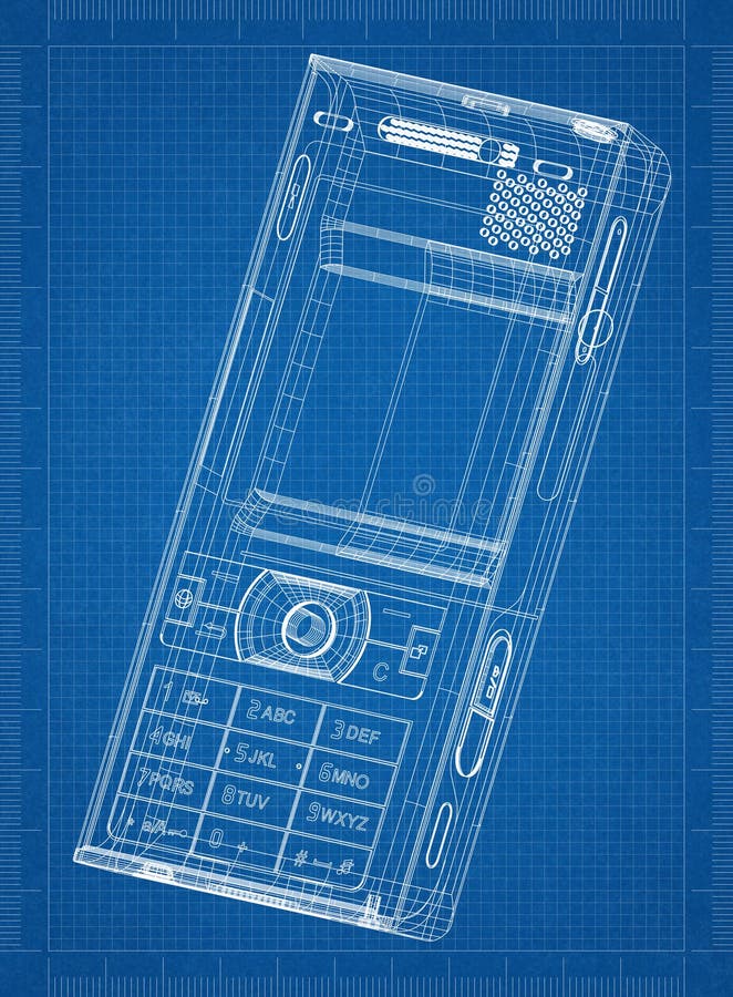 Smartphone 3D blueprint stock photo. Image of blue, cell - 113063354