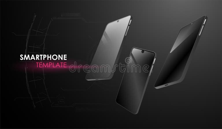 Cellphone Frame with Blank Display. Smartphone Perspective View Stock ...