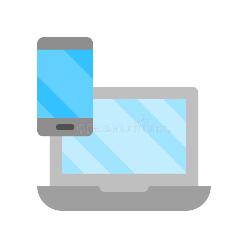 Cellphone with Laptop Vector, Electronic Device Flat Style Icon Stock ...