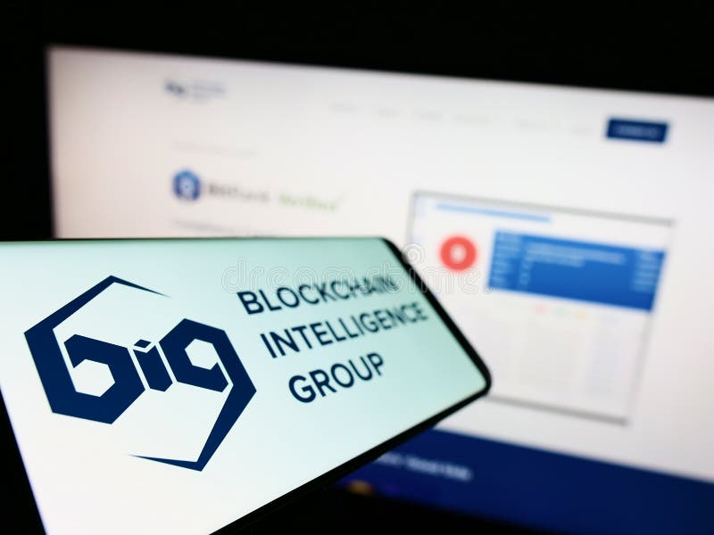 Cellphone with Logo of Canadian Company Blockchain Intelligence Group ...