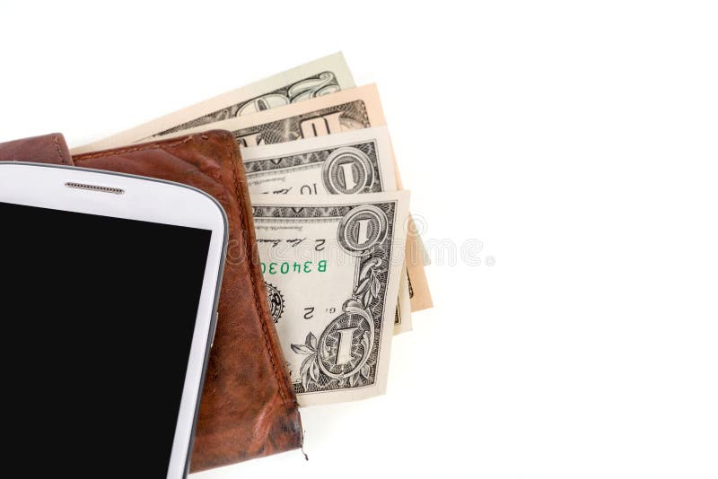 Cellphone and Money on White Stock Photo - Image of mobile, cash: 48380470