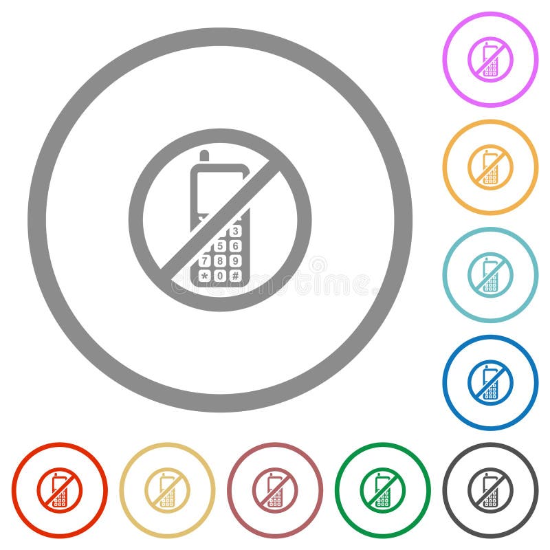 Cellphone Not Allowed Flat Icons with Outlines Stock Vector ...