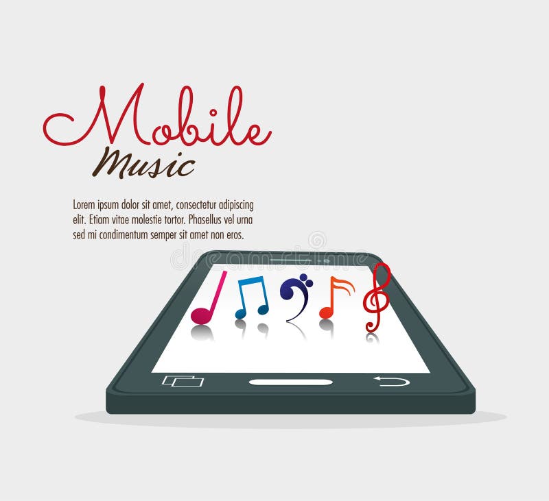 Cellphone with Note Music Mobile Stock Illustration - Illustration of ...