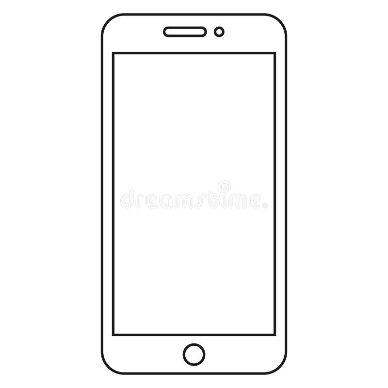 Cellphone Outline Vector Template. Technology Mock Up Stock Vector ...