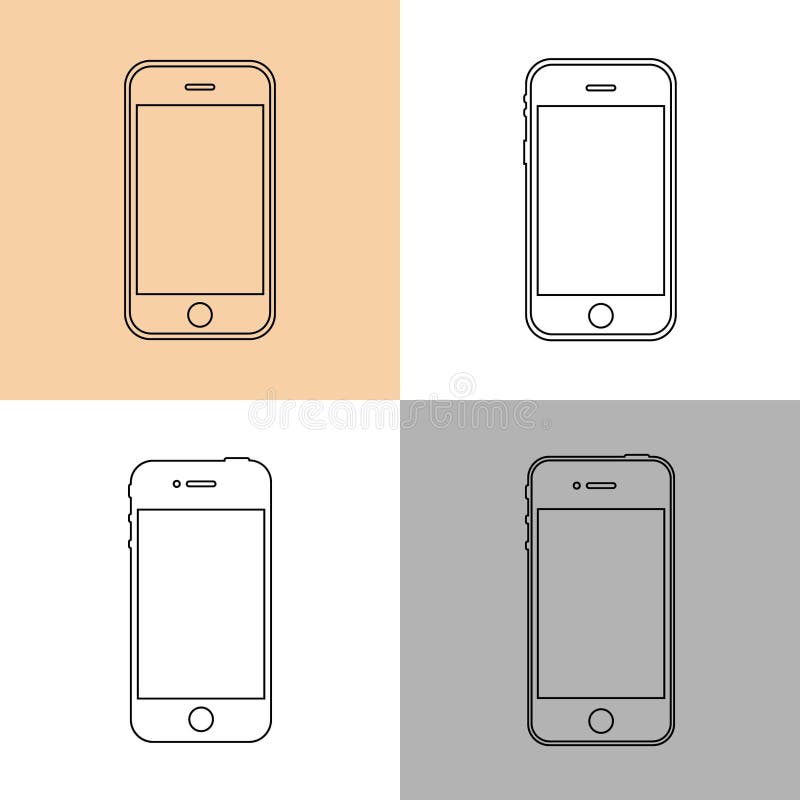 Cellphone Outline Vector Template. Technology Mock Up Stock Vector ...