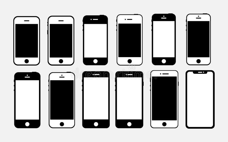 Cellphone Outline Vector Template. Technology Mock Up Stock Vector ...