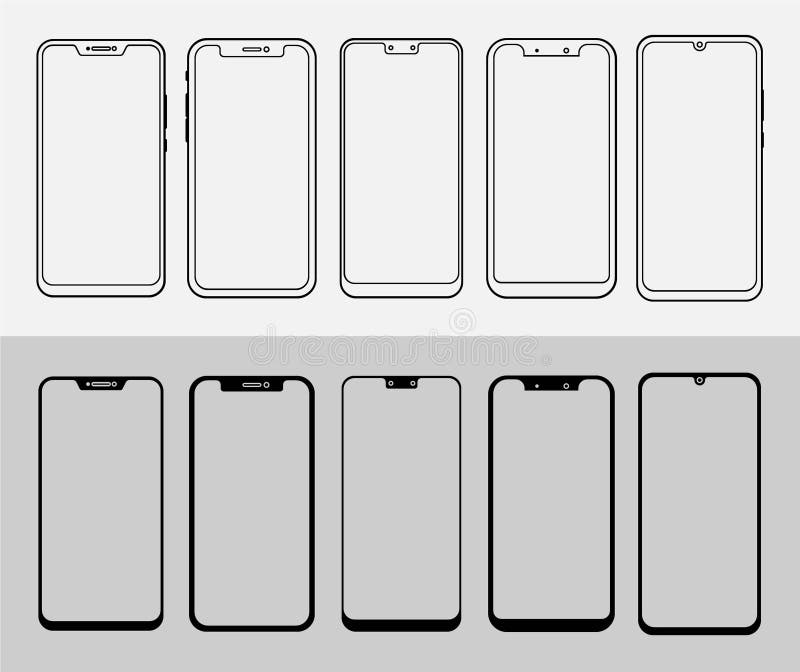 Cellphone Outline Vector Template. Technology Mock Up Stock Vector ...