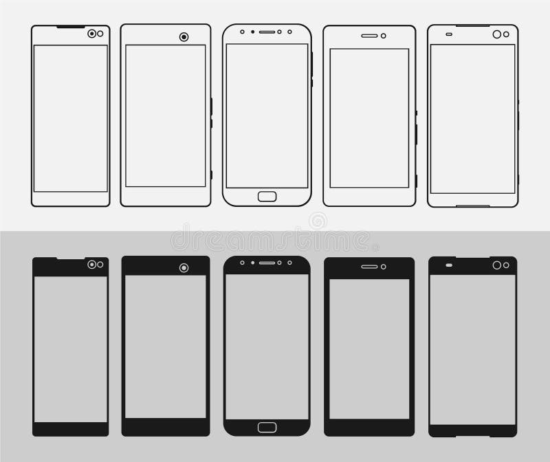 Cellphone Outline Vector Template. Technology Mock Up Stock Vector ...