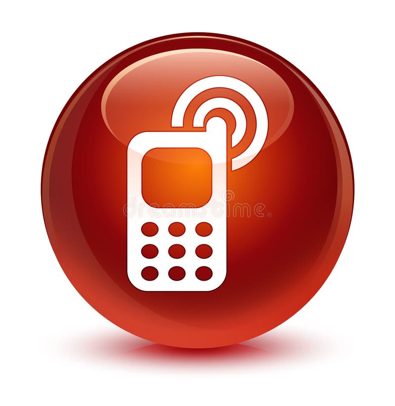 Cellphone Ringing Icon Glassy Brown Round Button Stock Illustration ...