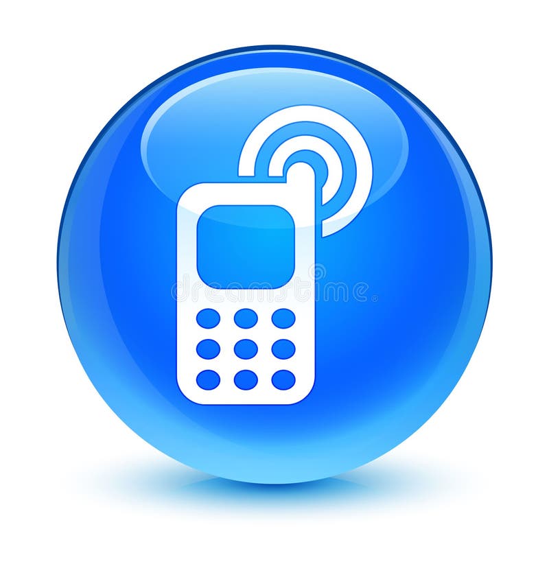 Phone Icon Glassy Cyan Blue Round Button Stock Illustration ...