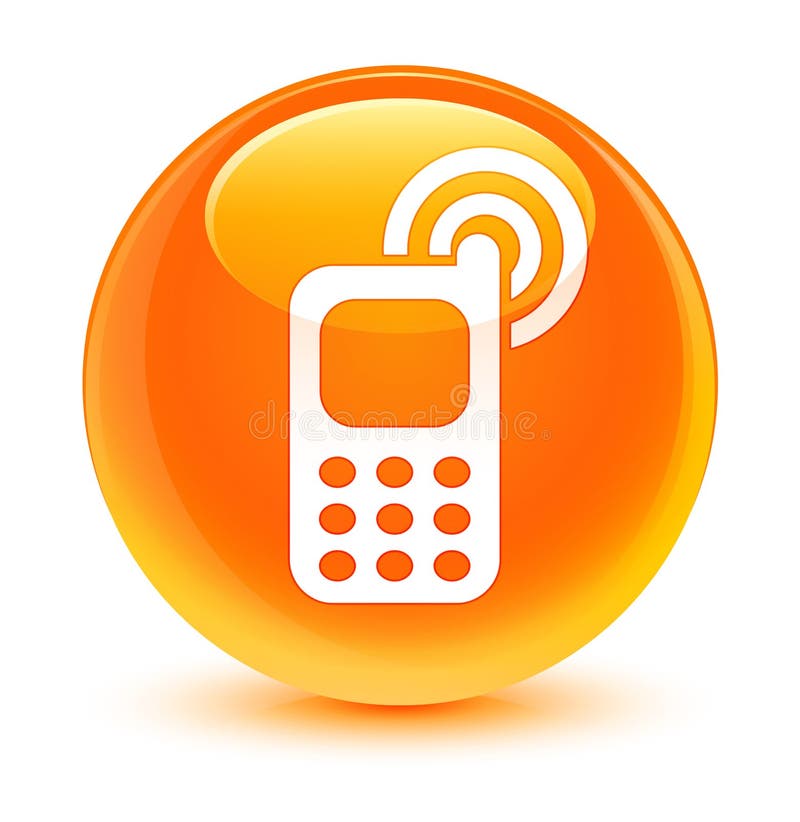 Cellphone Ringing Icon Glassy Orange Round Button Stock Illustration ...