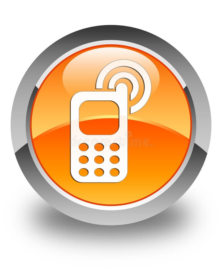 Cellphone Ringing Icon Glossy Orange Round Button Stock Illustration ...