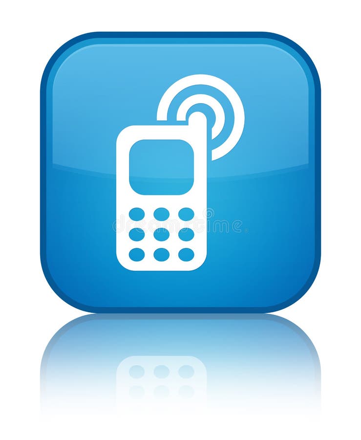 Cellphone Ringing Icon Special Cyan Blue Square Button Stock ...