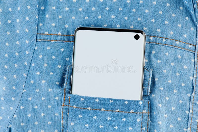 Cellphone in shirt pocket stock photo. Image of blue - 171180254