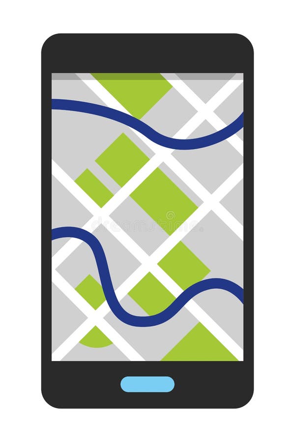 Cellphone showing map stock vector. Illustration of device - 147619840
