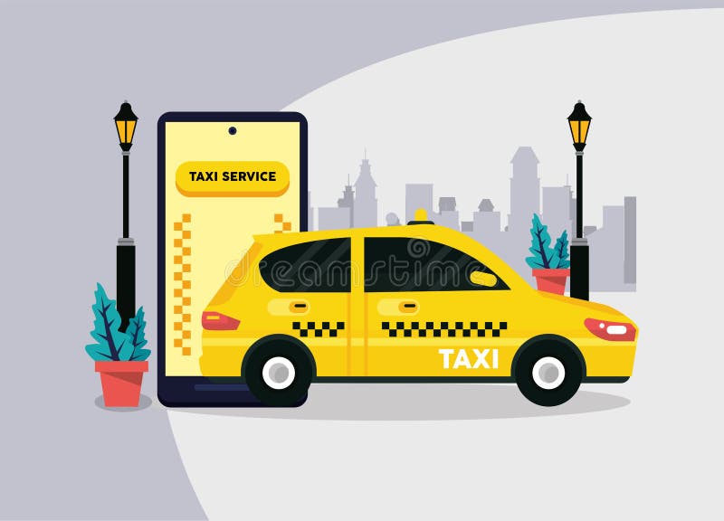 Cellphone and taxi service stock vector. Illustration of vehicle ...