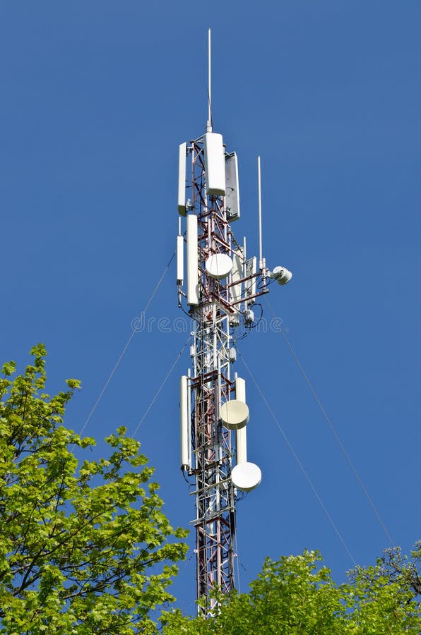Cellphone Transmitter Tower Stock Image - Image of connection, base ...