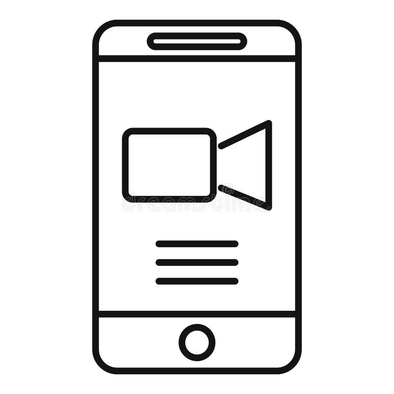 Cellphone Video Call Icon, Outline Style Stock Vector - Illustration of ...