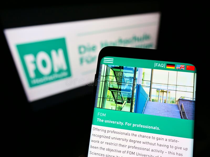 Cellphone with Web Page of Education Institution FOM University of ...
