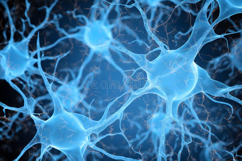 Cells of Brain Electron Microscopy of Brain Neural Network, Generated ...