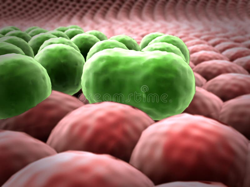 Cells and cancer cells stock illustration. Illustration of molecule ...