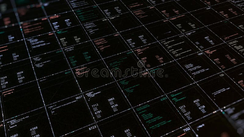 Cells with Digital Data. Animation. Spreadsheet with Digital Dates ...