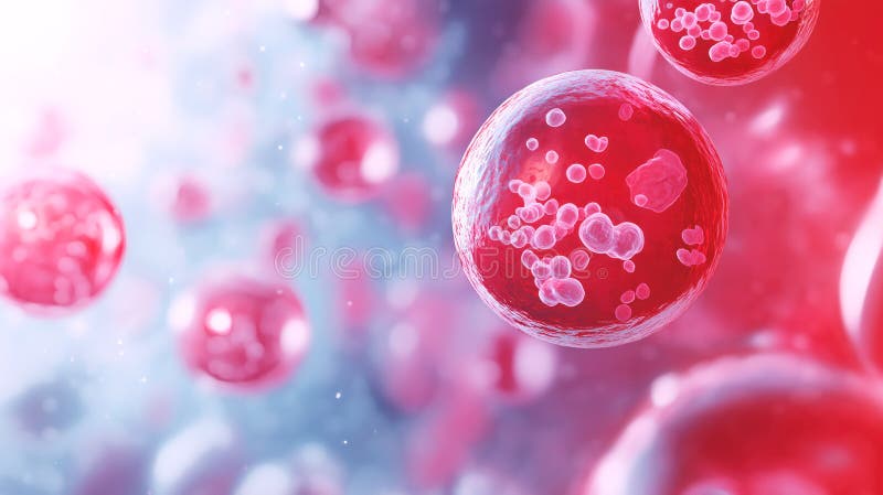 Abstract Red Cells with Bubbles Inside Stock Illustration ...