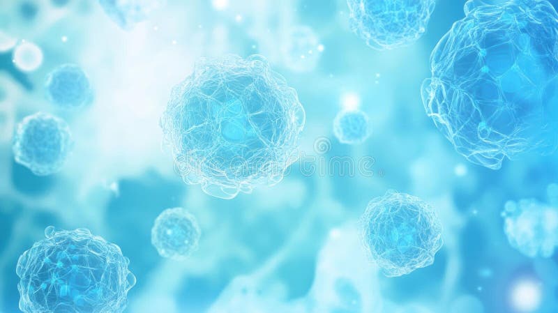 Cells Floating in Fluid Environment, Microscopic View with Biology ...