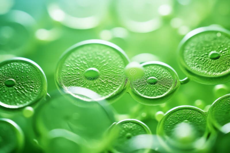 Cells of a Green Plant Under a Microscope. Generative AI Stock Image ...