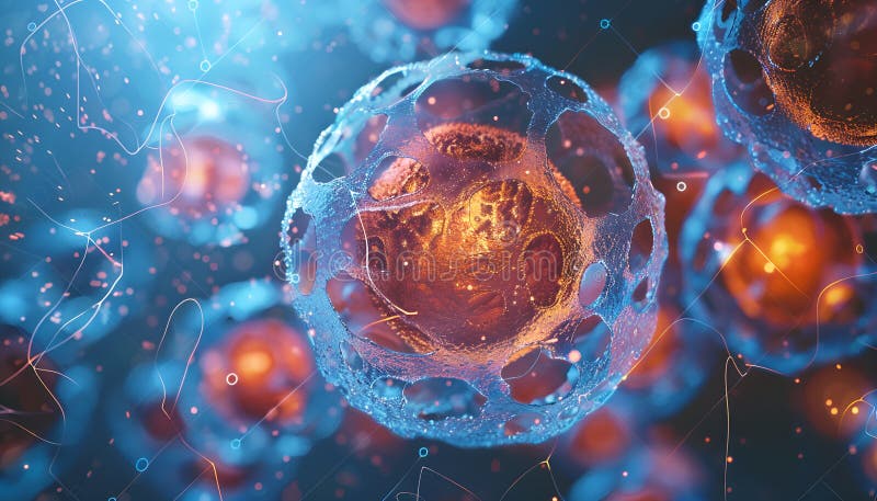 Cells Under Human System Illustration on Blur Background Stock ...