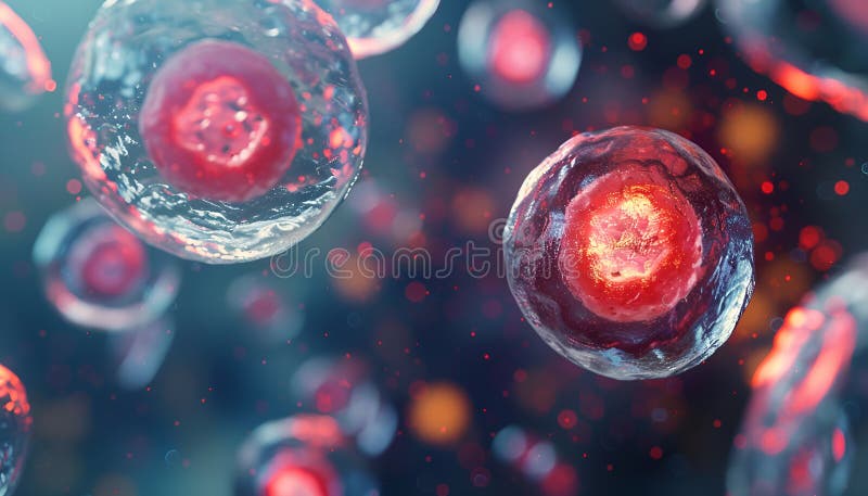 Cells Under Human System Illustration on Blur Background Stock ...