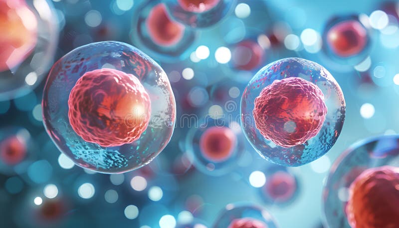 Cells Under Human System Illustration on Blur Background Stock ...
