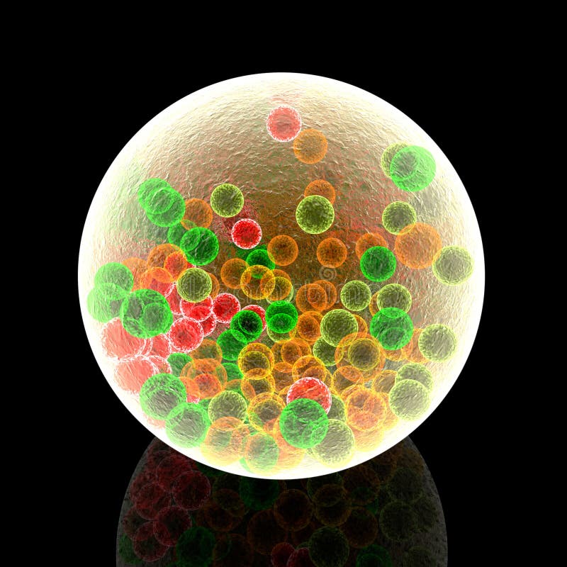 Cells under microscope stock illustration. Illustration of orange ...