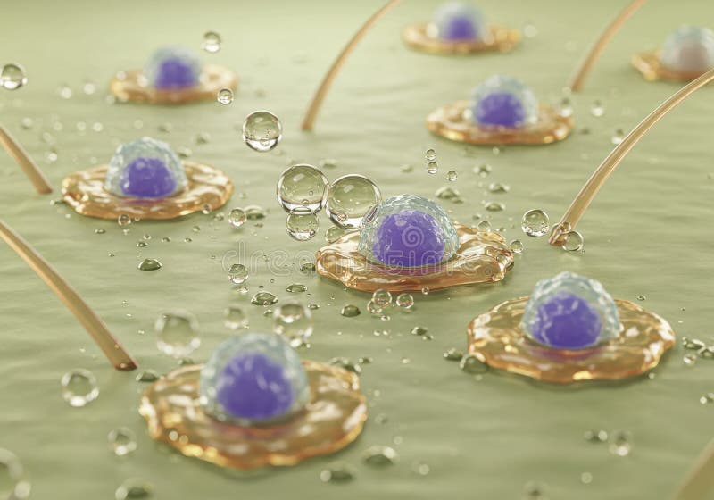 Cells Under Microscope with Droplets and Hair Follicles, Scientific ...