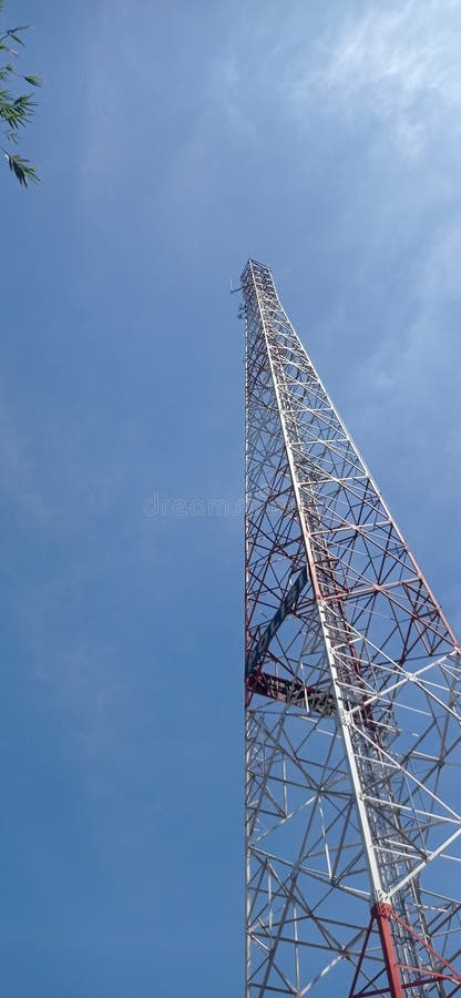 Cellular Antenna Tower, Photographed from the Right Angle Stock Photo ...
