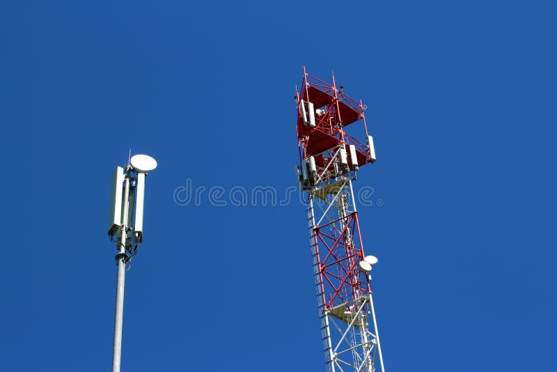 5g Cellular Antennas Receiver on the Roof of the Building, Copy Space ...