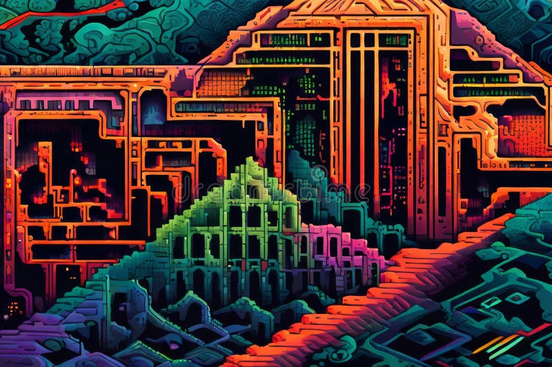 Cellular Automata Patterns in Pixel Art Stock Illustration ...