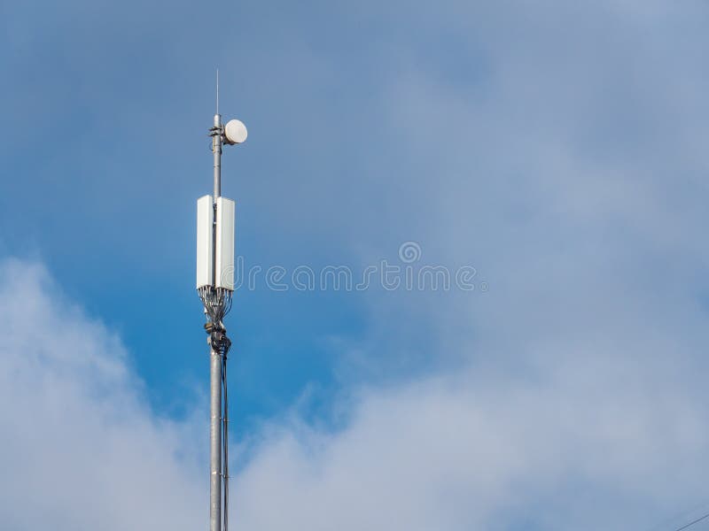 Cellular Base Station on a High Post Stock Photo - Image of ...