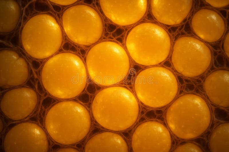 A Detailed View of Body Fat Tissue with Glowing Cells. this Depiction ...