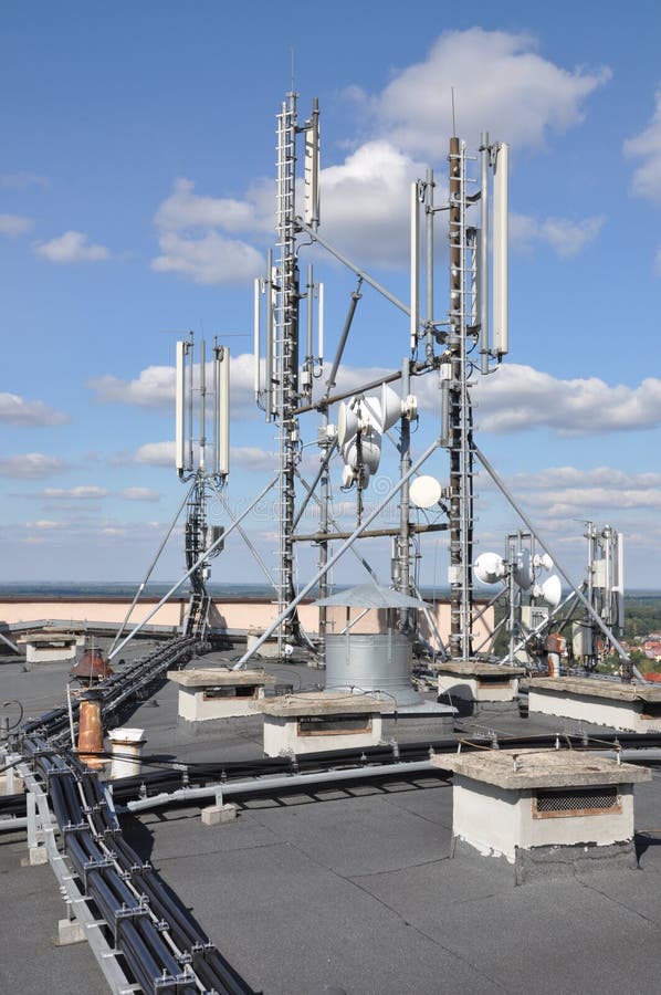 Cellular Equipment on the Roof Stock Image - Image of coax, cabinets ...