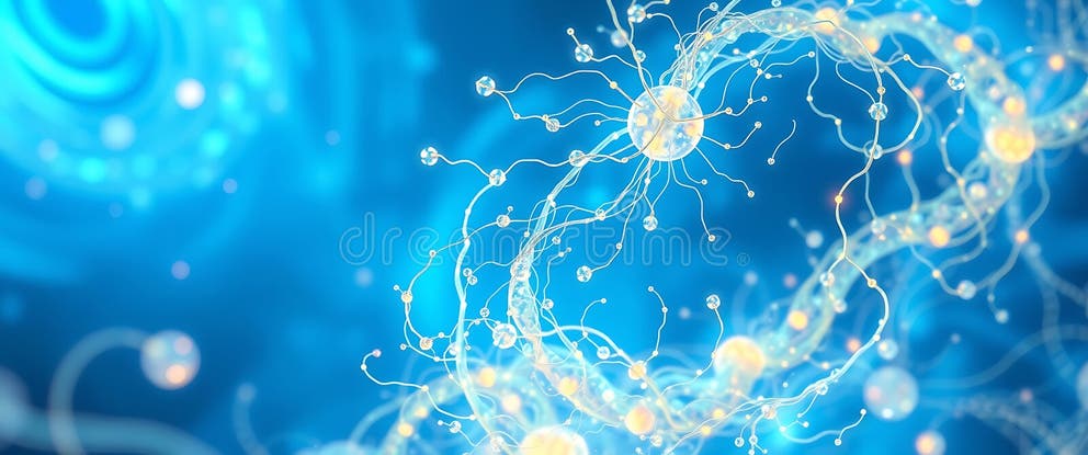 Cellular Connections and Interactions in a Blue Digital World Stock ...
