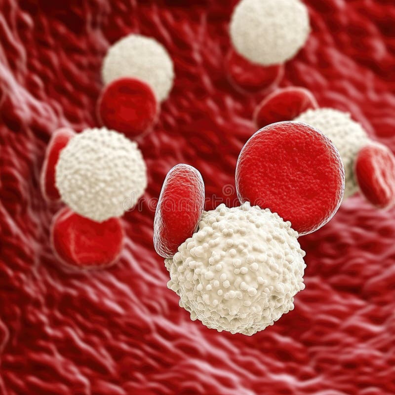 Cellular Defense: Leukocytes Under a Microscope, Showcasing Their ...