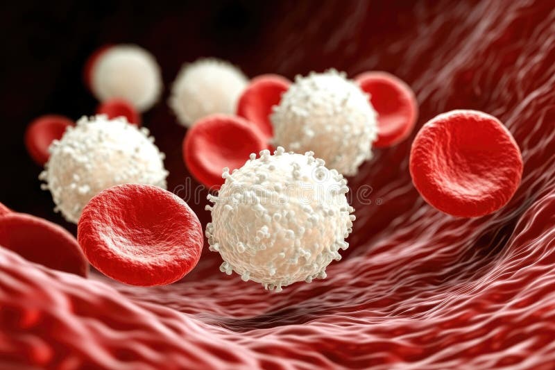 Cellular Defense: Leukocytes Under a Microscope, Showcasing Their ...