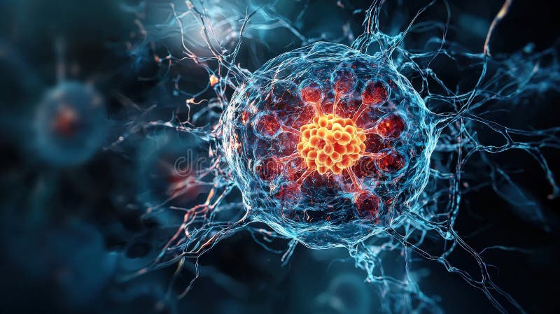 Cellular Dynamics and Pathogen Interaction Laboratory Scientific Illustration Microscopic Close ...