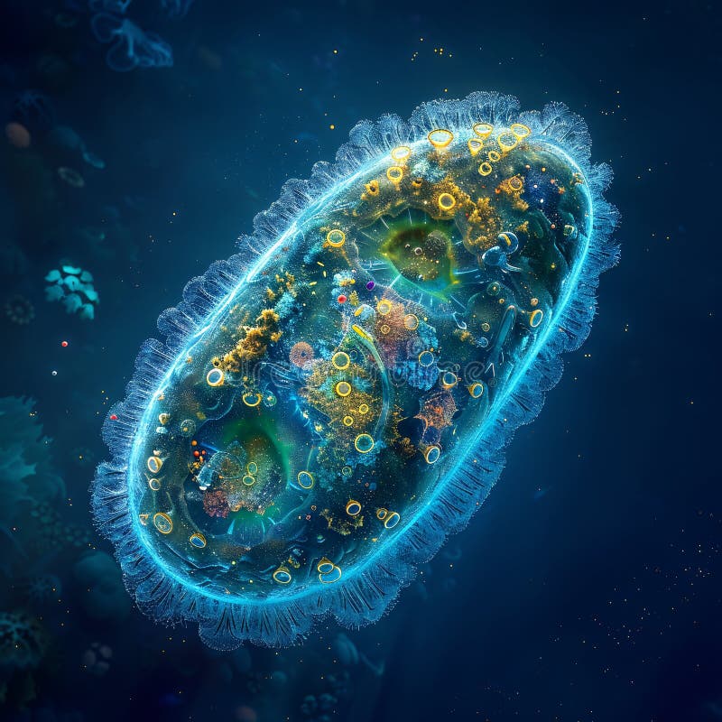 Cellular Galaxy: Artistic Microscopic View of a Single Blue Cell Stock ...