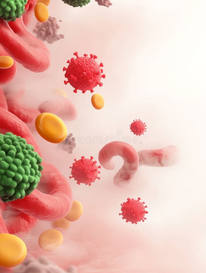 Cellular Infection Visualization Microscopic View of Virus Blood Cells ...