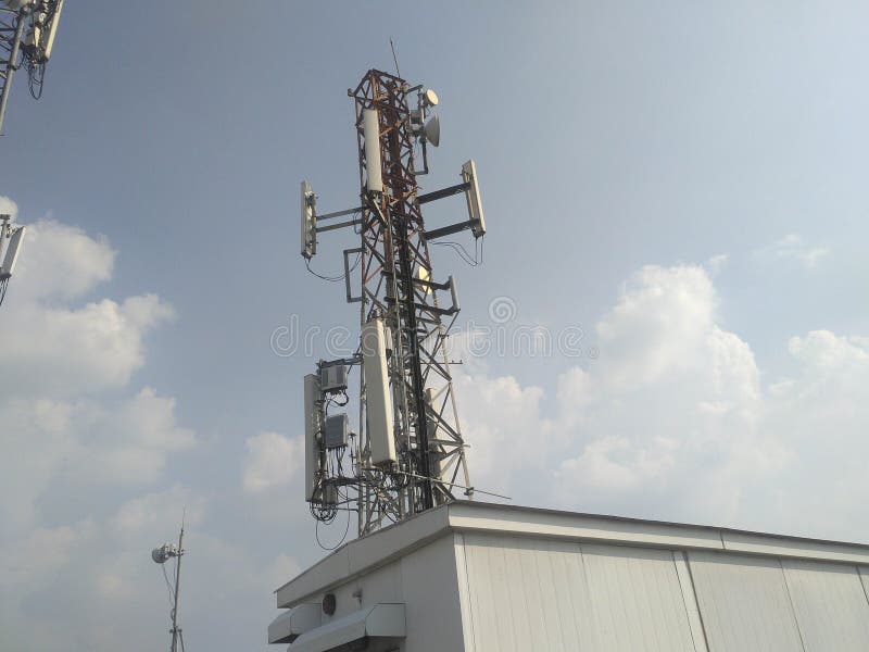 Cellular Mobile Antena Tower Stock Image - Image of operators, used ...