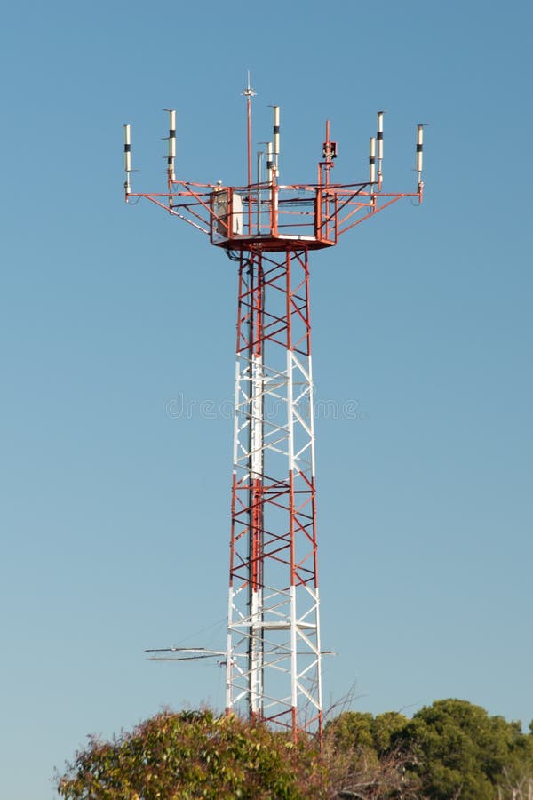 Cellular Mobile Radio Transmission Pole Tower Stock Image - Image of ...