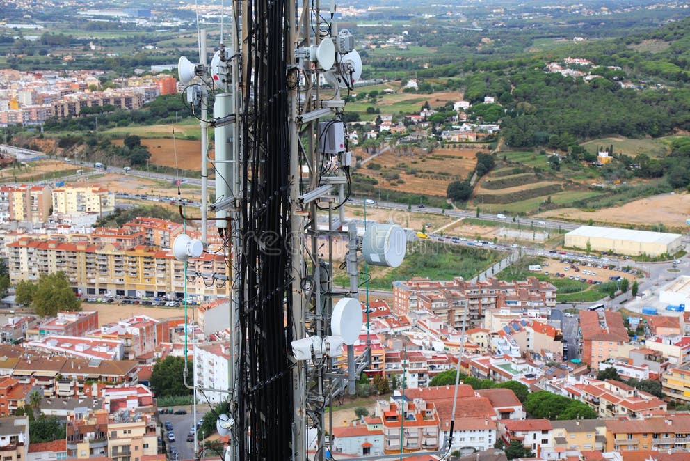 Cellular Network Transmitter in Spain Stock Image - Image of base, wave ...