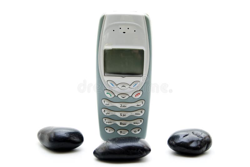 Cellular Phone with Black Stones Stock Image - Image of mobile, office ...